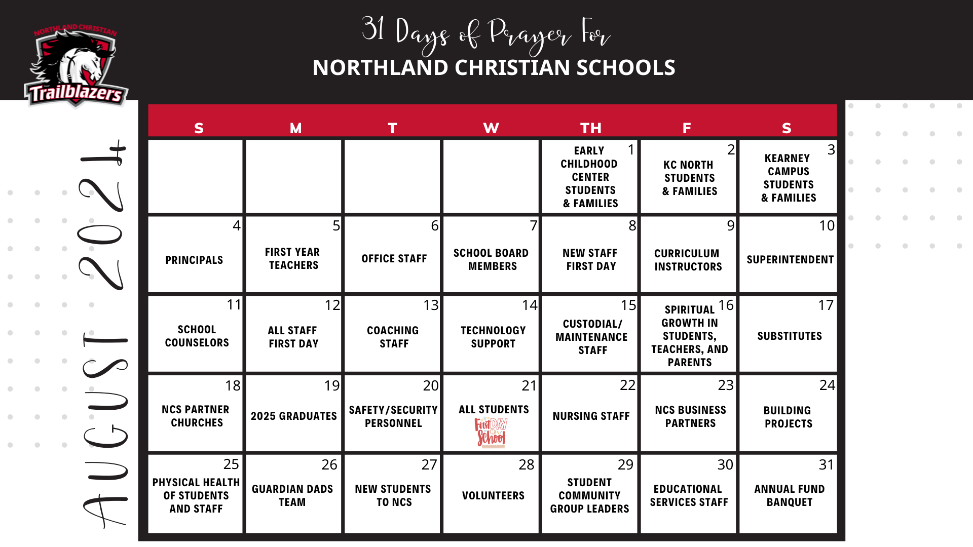 Announcements — Northland Christian Trailblazers