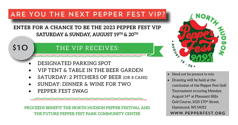 2023 VIP Raffle Ticket — North Hudson Pepper Fest