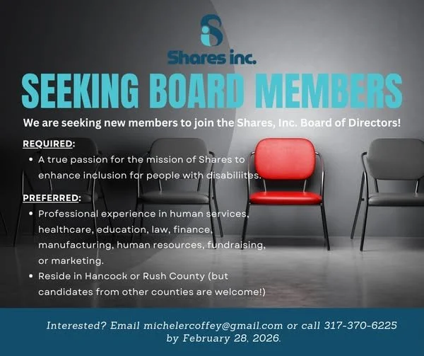 Shares Inc.: Seeking Board Members — SERVE SHELBY