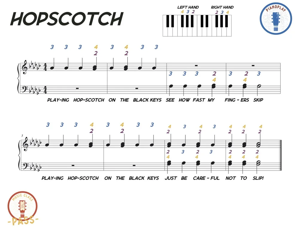 Piano Hopscotch: Lesson Activity and Song - Jammin With You