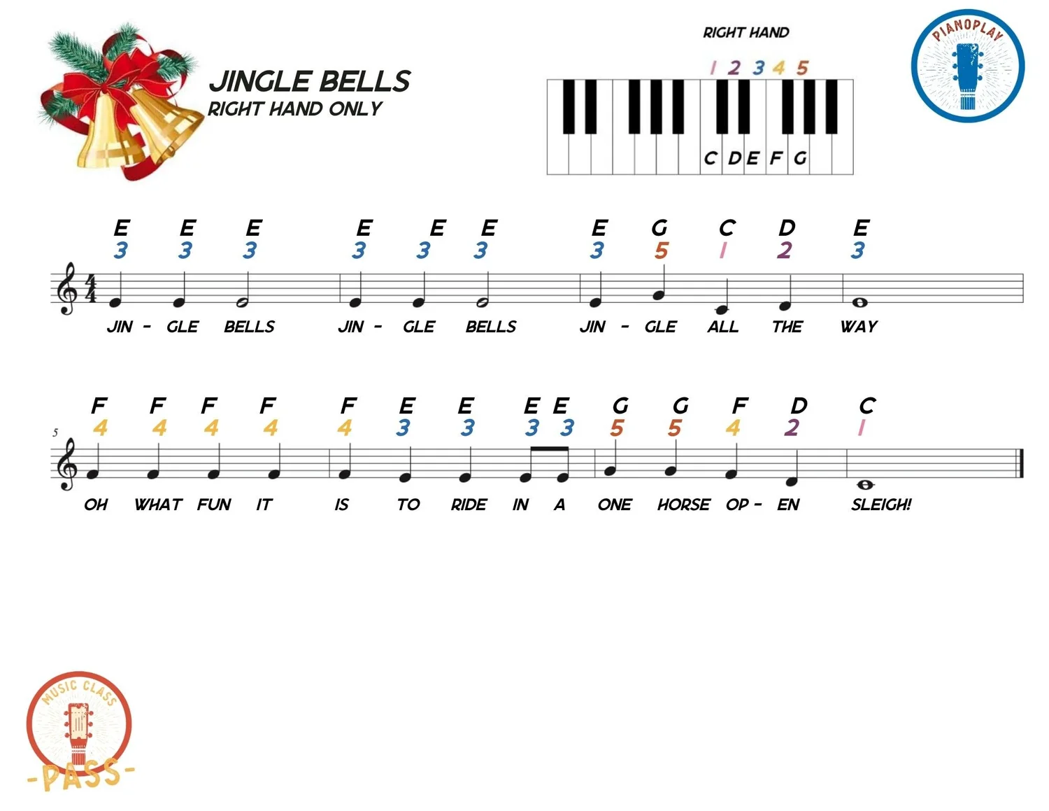 Jingle Bells Piano - 3 Levels (Beginner to Intermediate) - Jammin With You