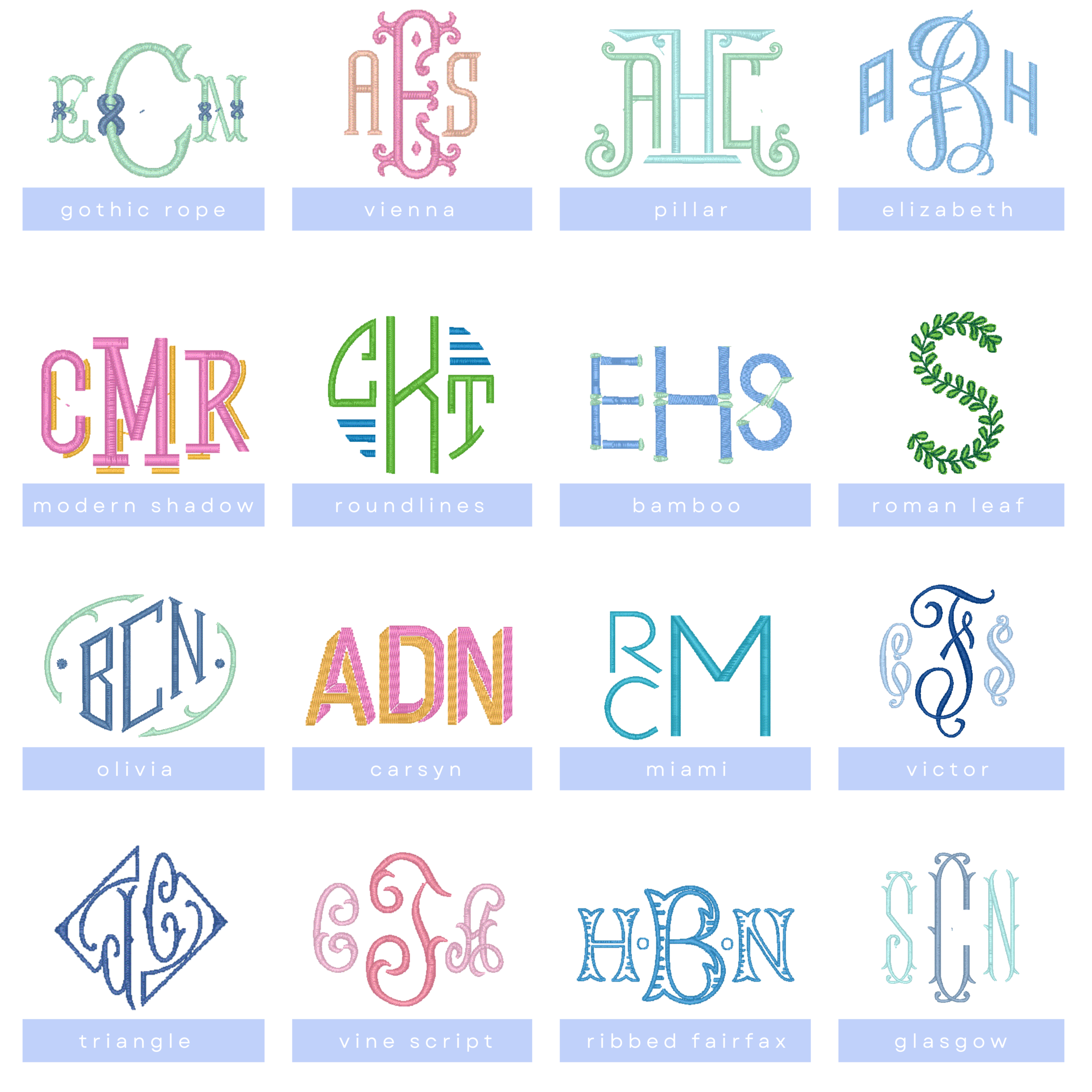 Embroidery Fonts — House of Howell