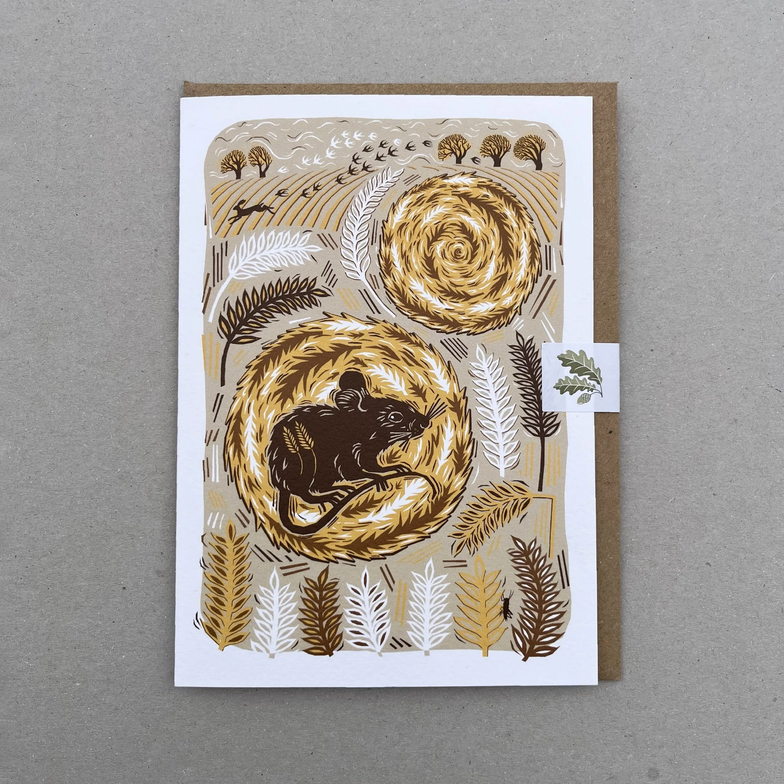 A card inspired by harvest time, featuring a tiny field mouse and a ...