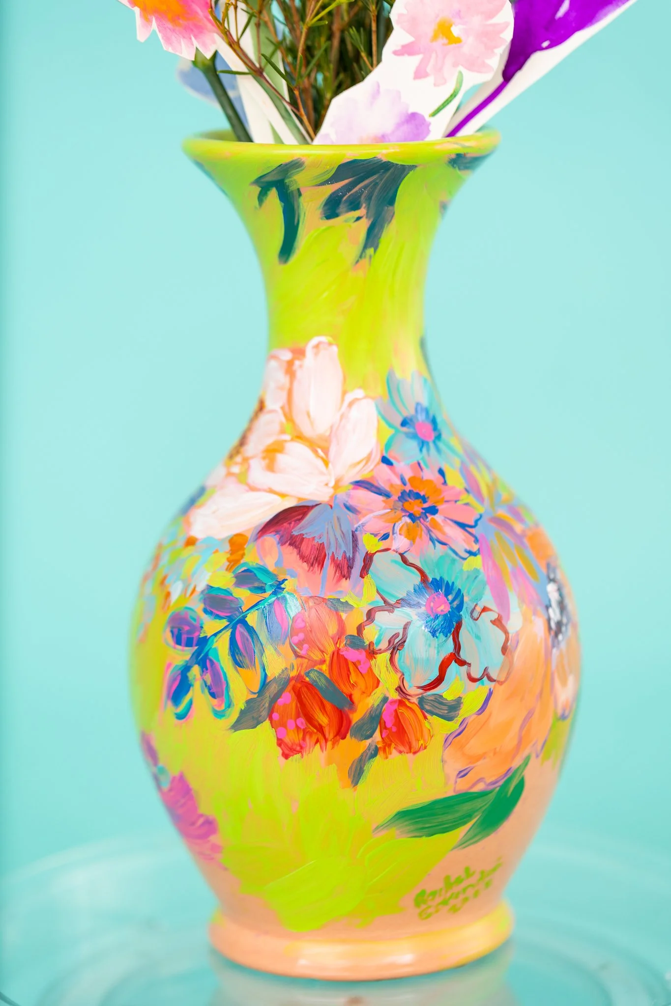 Desert Mountain Monsoon Blue River Dark Green Vase — Pink Puddle Studio