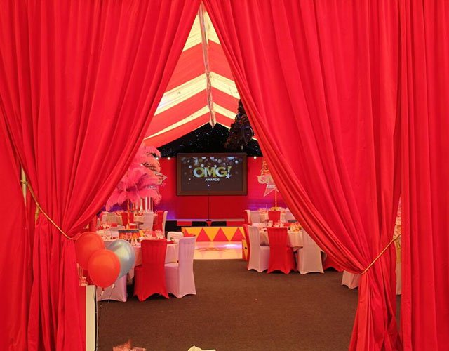 Red Draping — Funky Event Hire