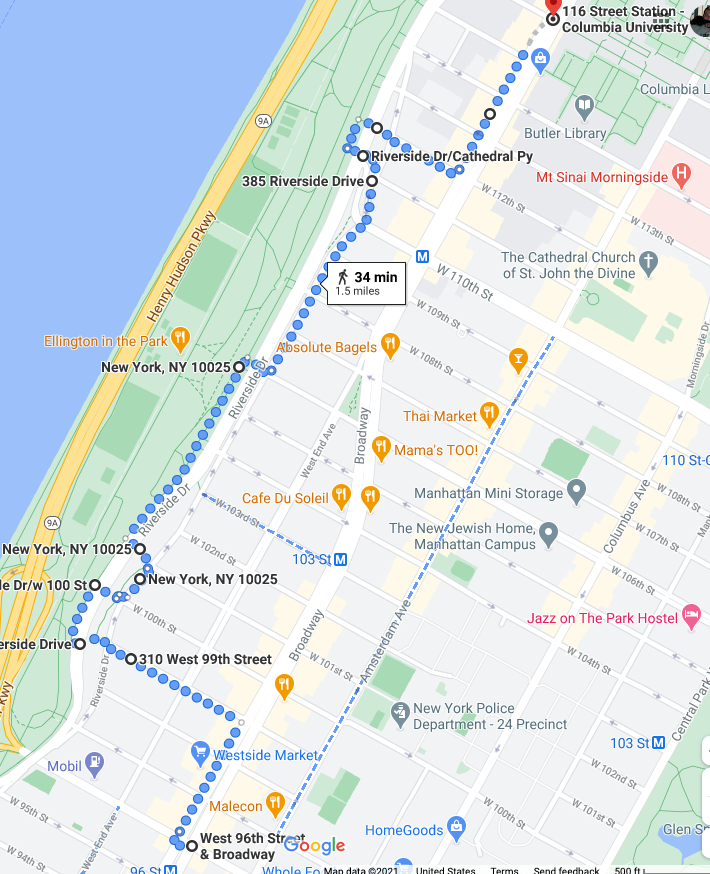 Five on Riverside Drive (Manhattan) — ON FOOT, ON WHEELS