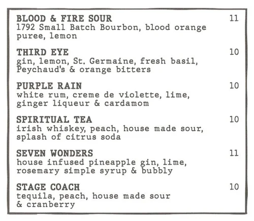 Drink Menu — Spirits Tavern