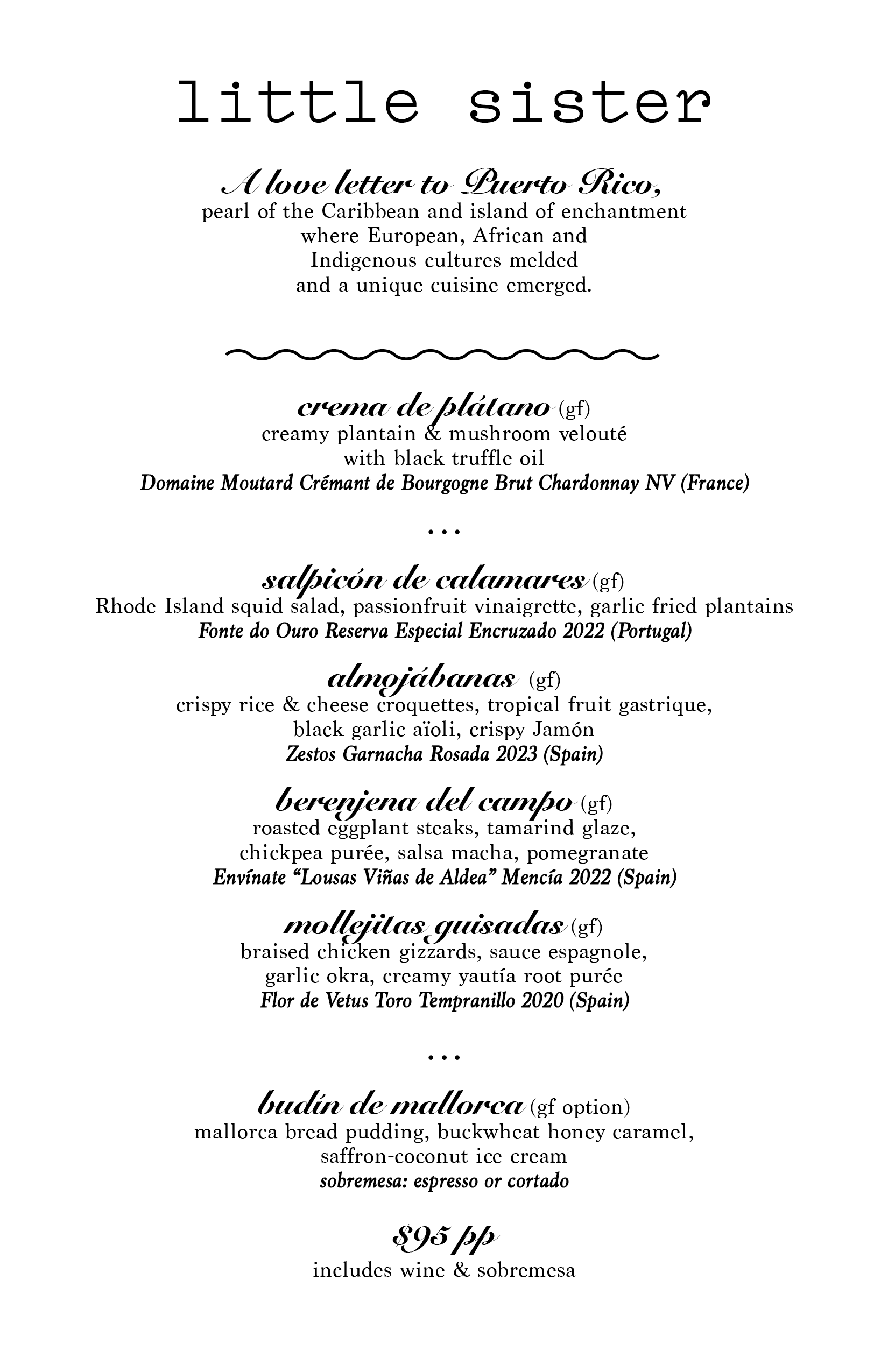 Menus — Little Sister