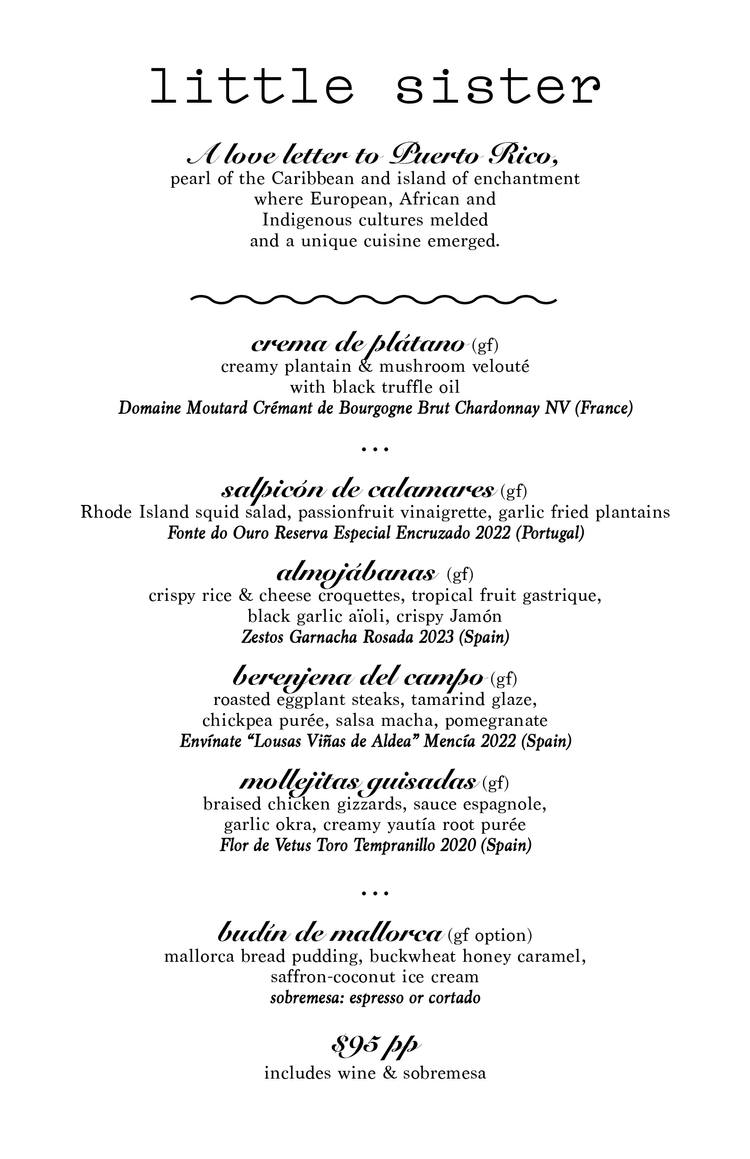 Menus — Little Sister