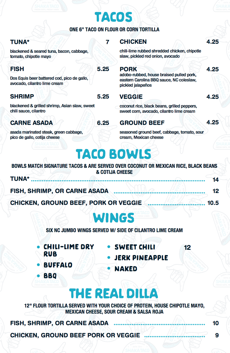 Our Menu | Discover Your Favorite Tacos – Order Today — Shaka Taco ...