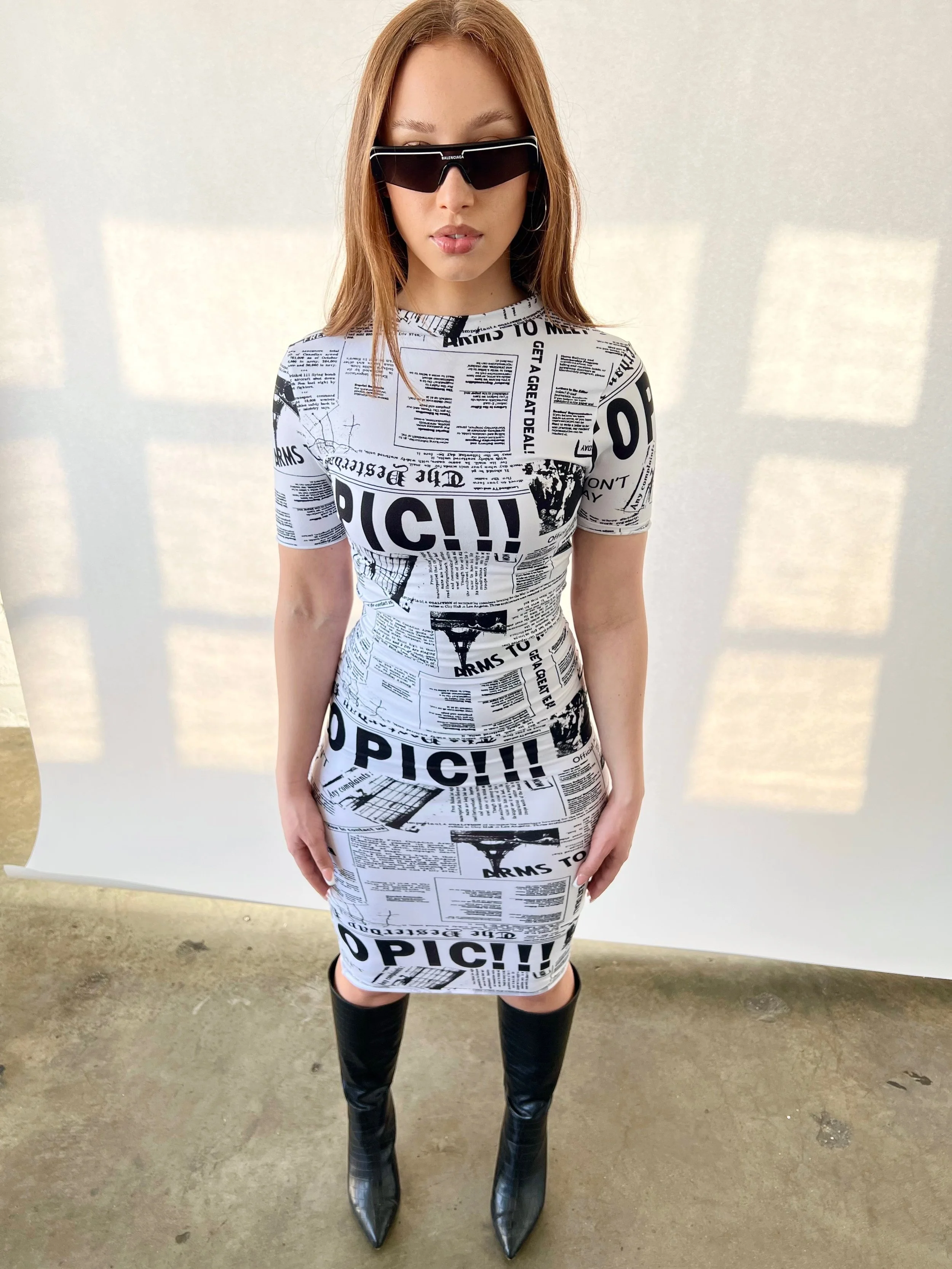 Newspaper Print Dress