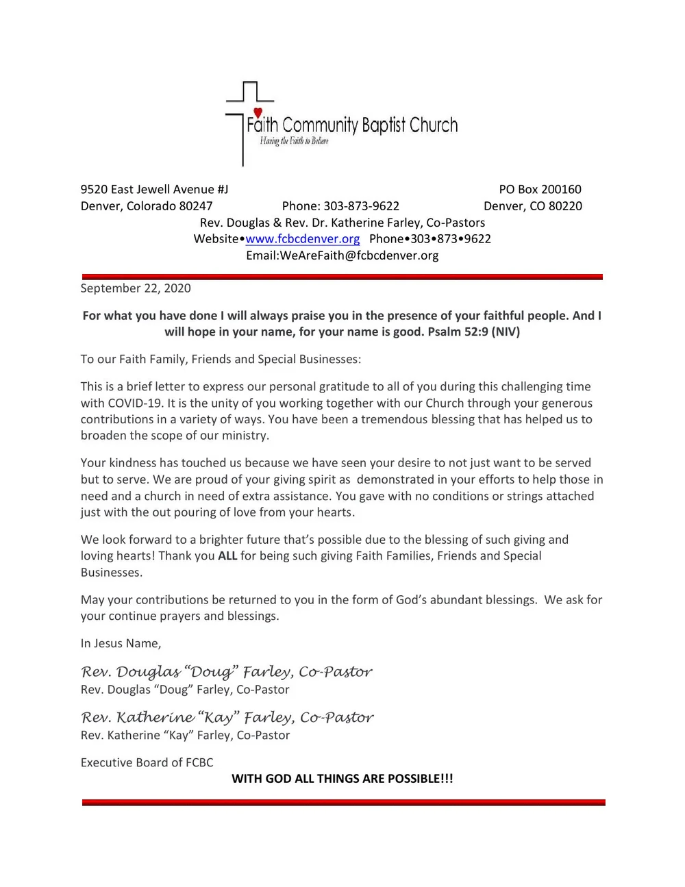 Thank You Letter For God