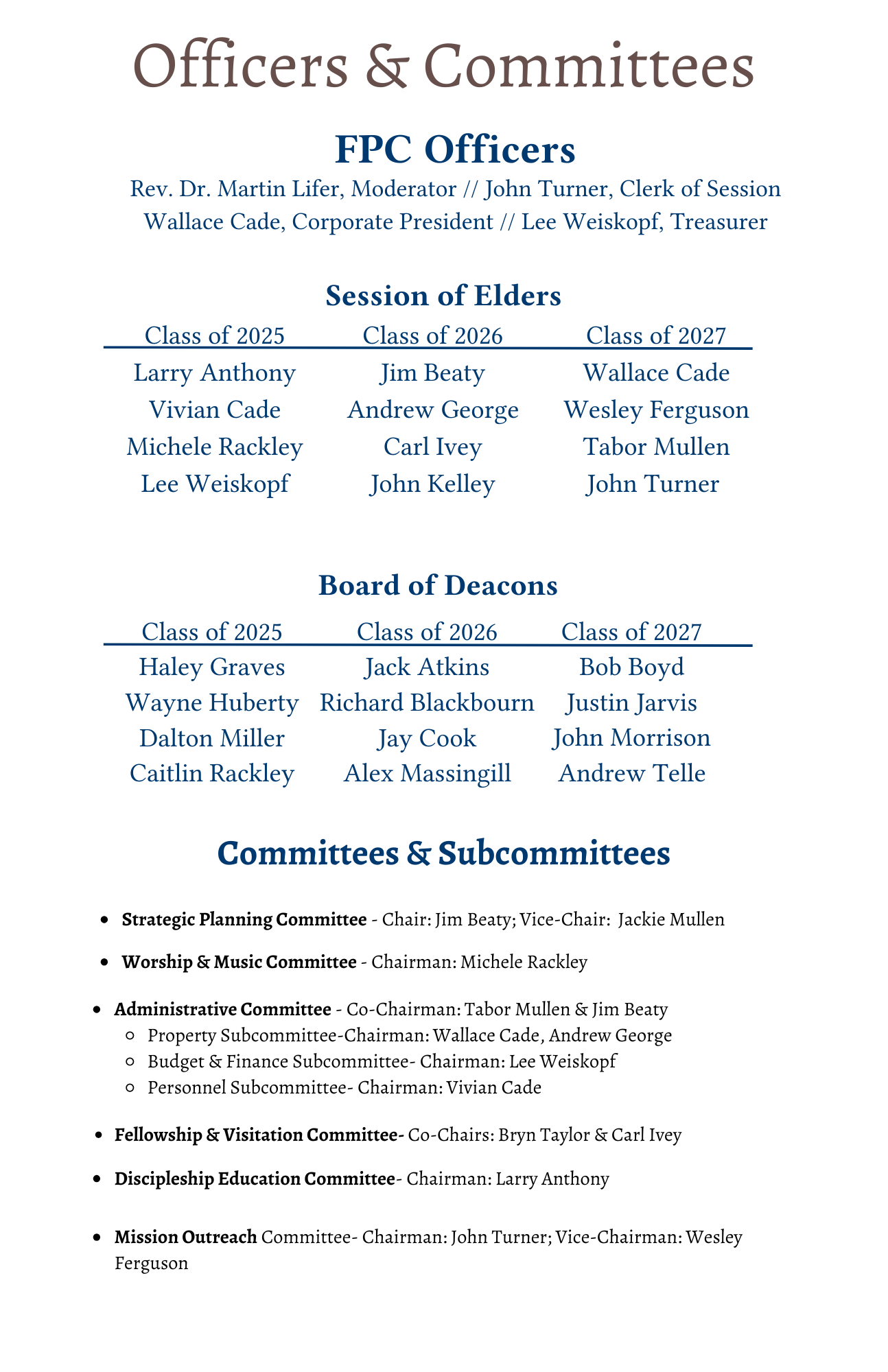 Our Officers & Committees — First Presbyterian Church Starkville