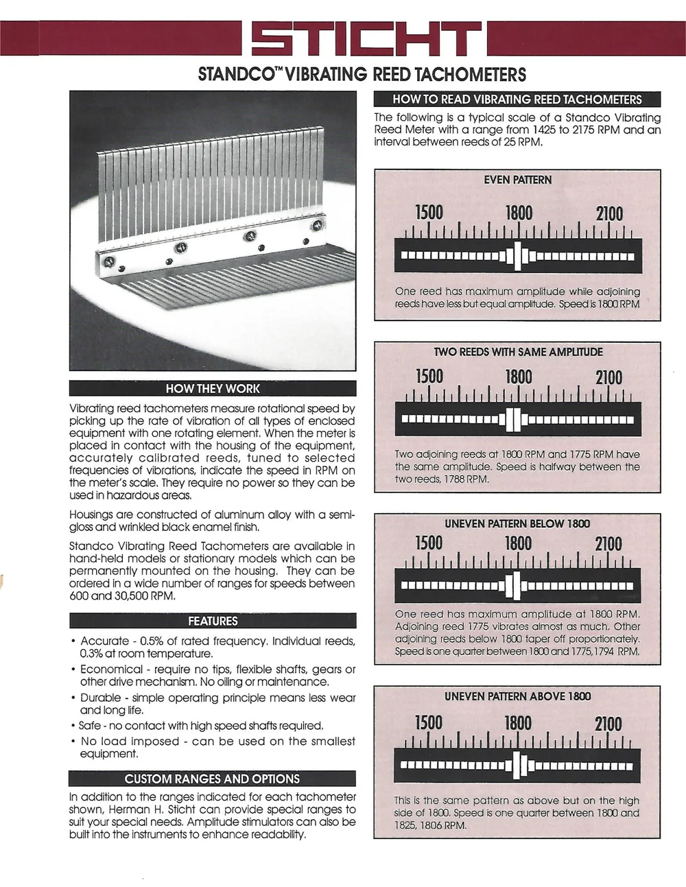 Vibrating Reed Tachometer—Type D-2 Dwarf — STICHT CO