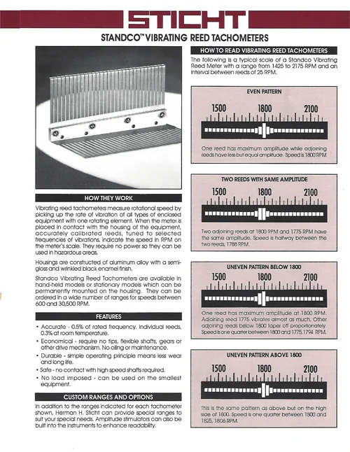 Vibrating Reed Tachometer—Type D-2 Dwarf — STICHT CO