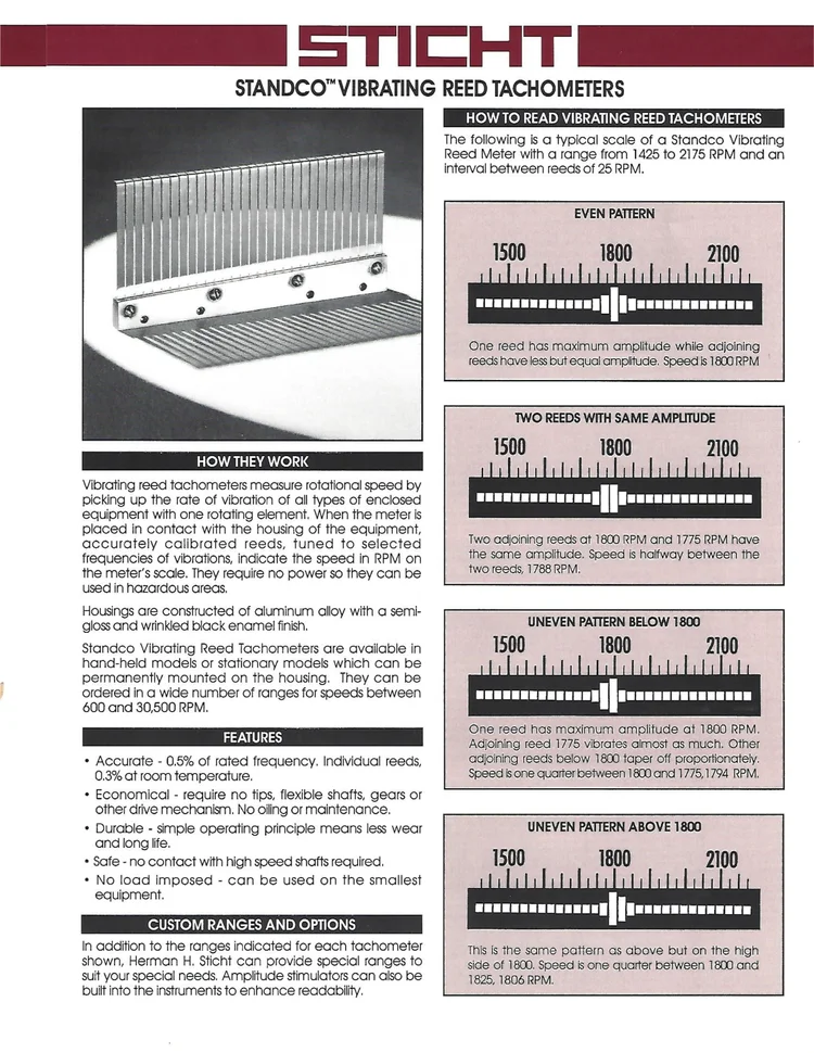 Vibrating Reed Tachometer—Type D-2 Dwarf — STICHT CO