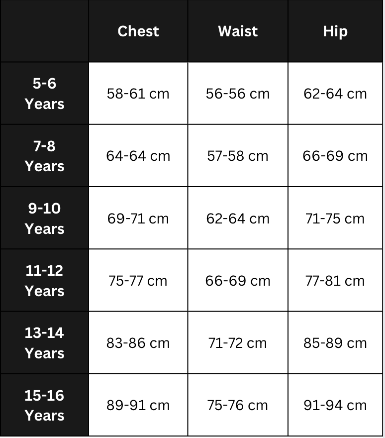 Shirts Size Guide — Total Football Technique