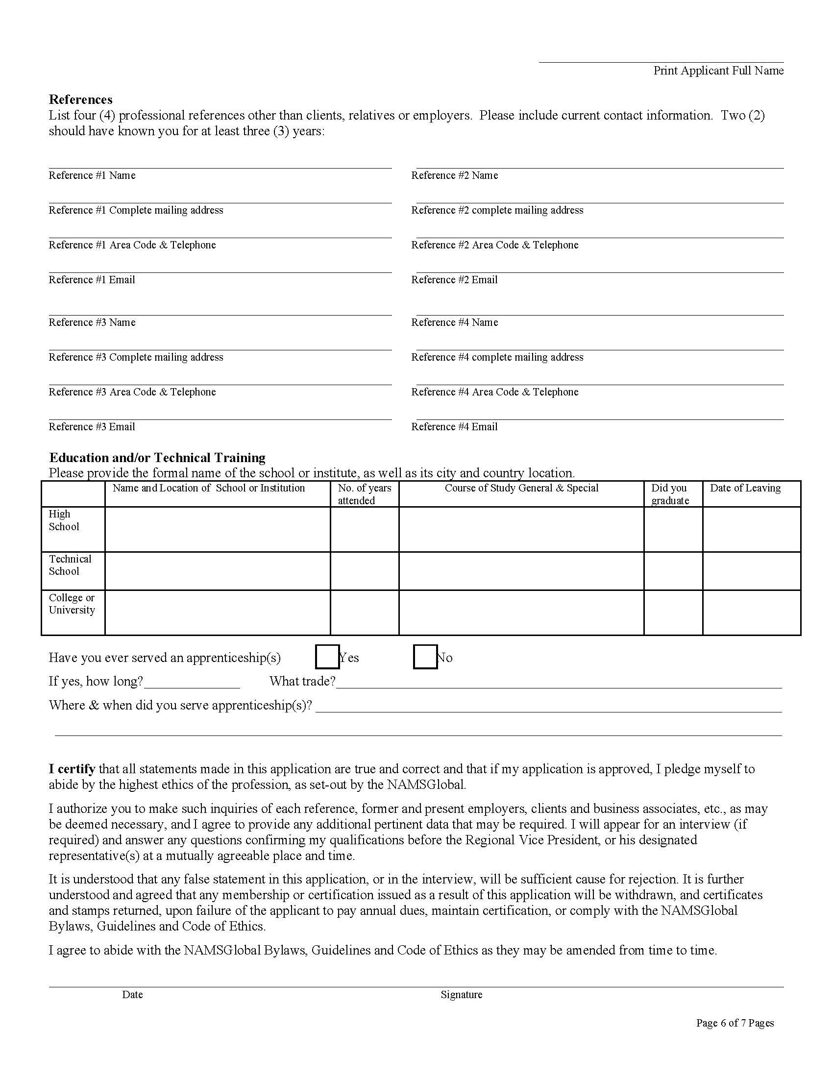 Membership Application Form — NAMSGlobal | An International Association ...
