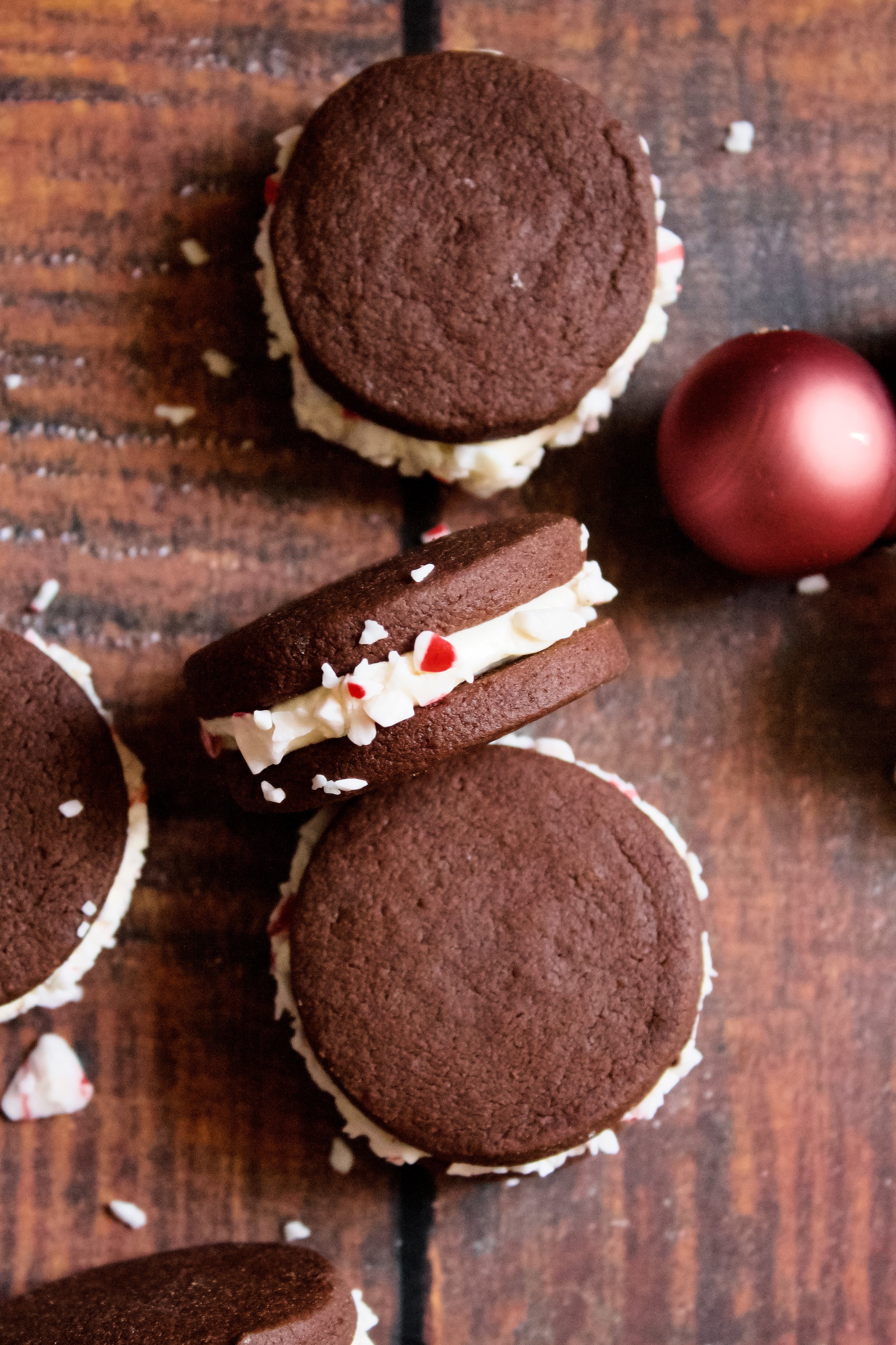 Chocolate Candy Cane Shortbread Sandwich Cookies — Poetry & Pies