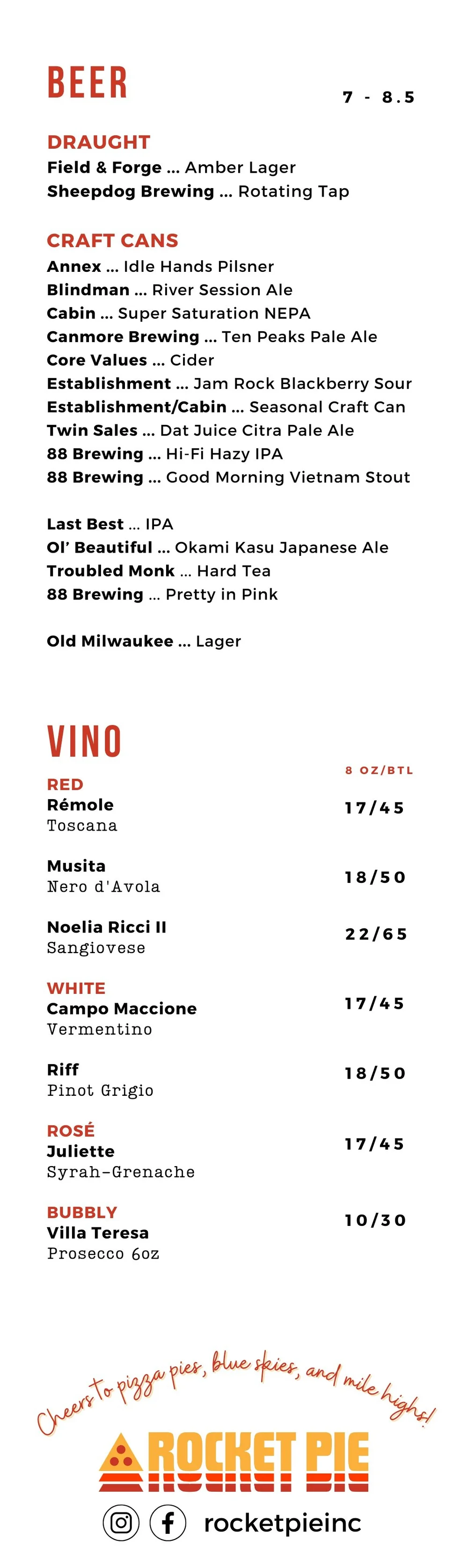 Menu — Rocket Pie Inc.
