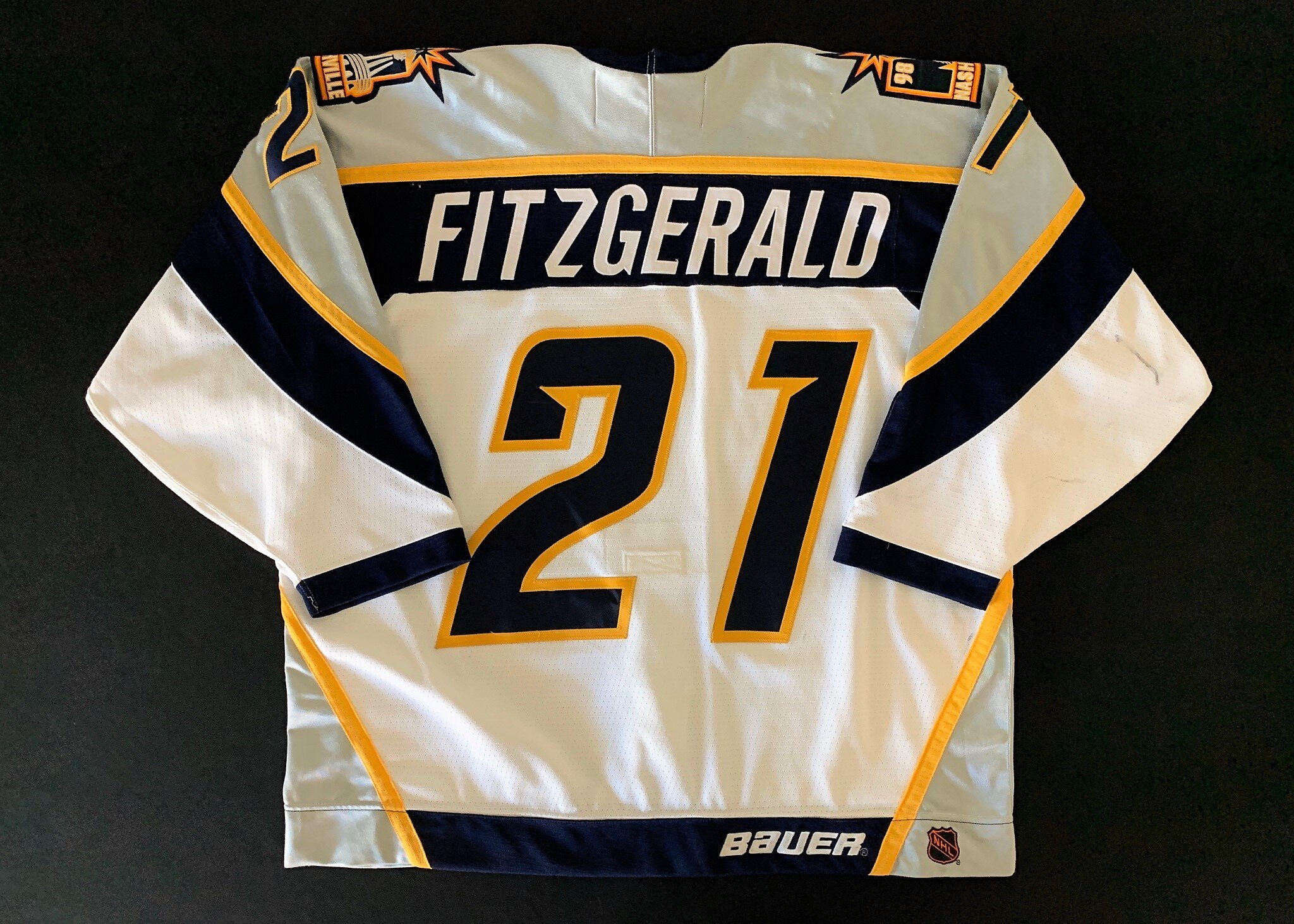 Tom Fitzgerald 1998-1999 Nashville Predators Inaugural White Set Game ...