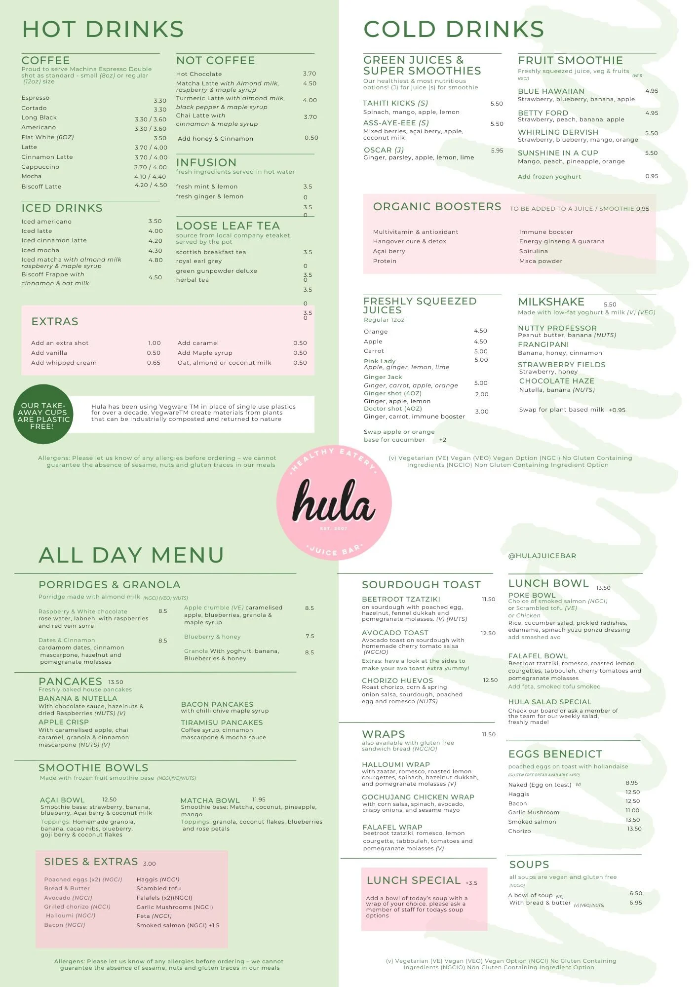 Hula - Breakfast & Brunch Menu