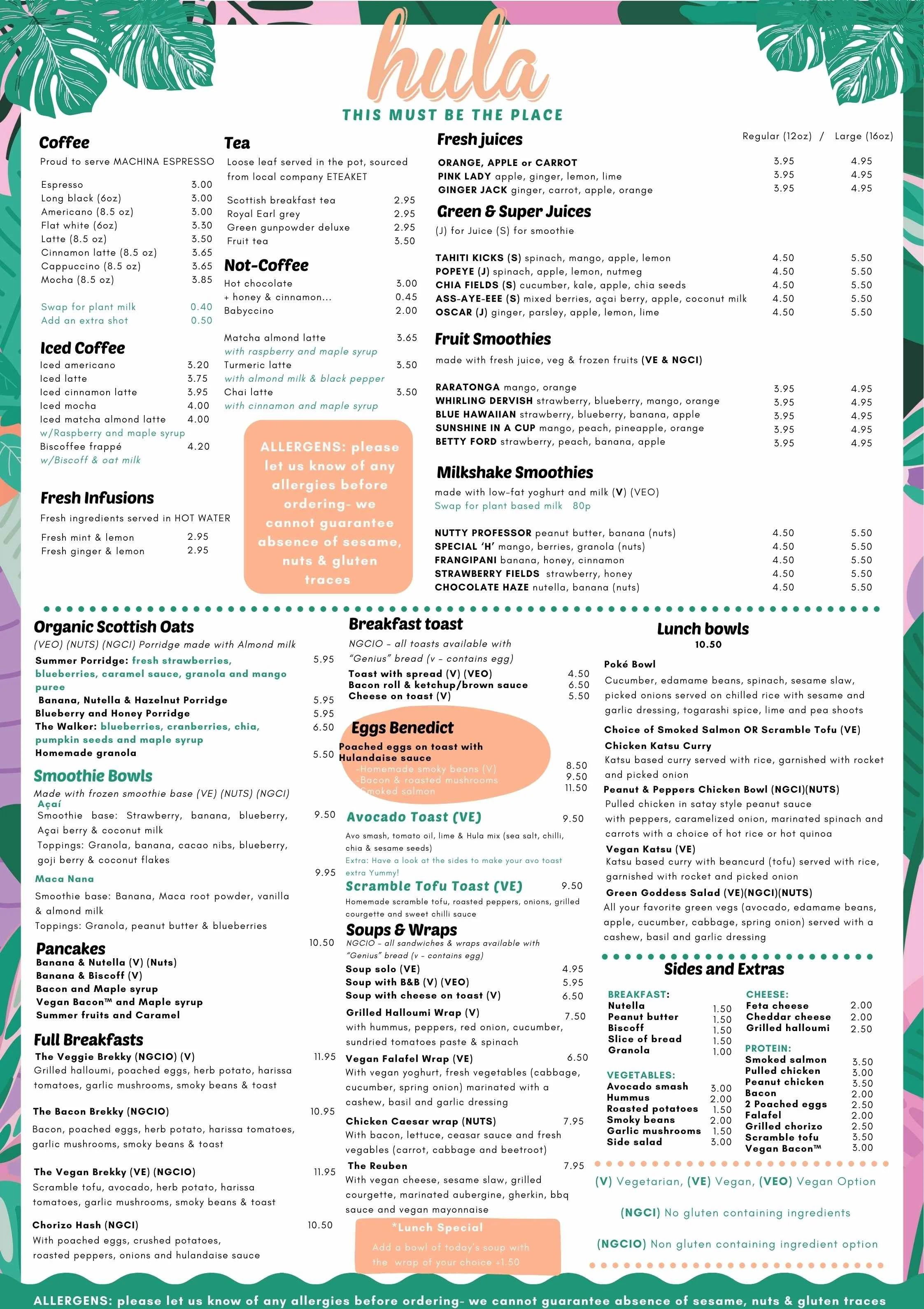 Hula - Breakfast & Brunch Menu