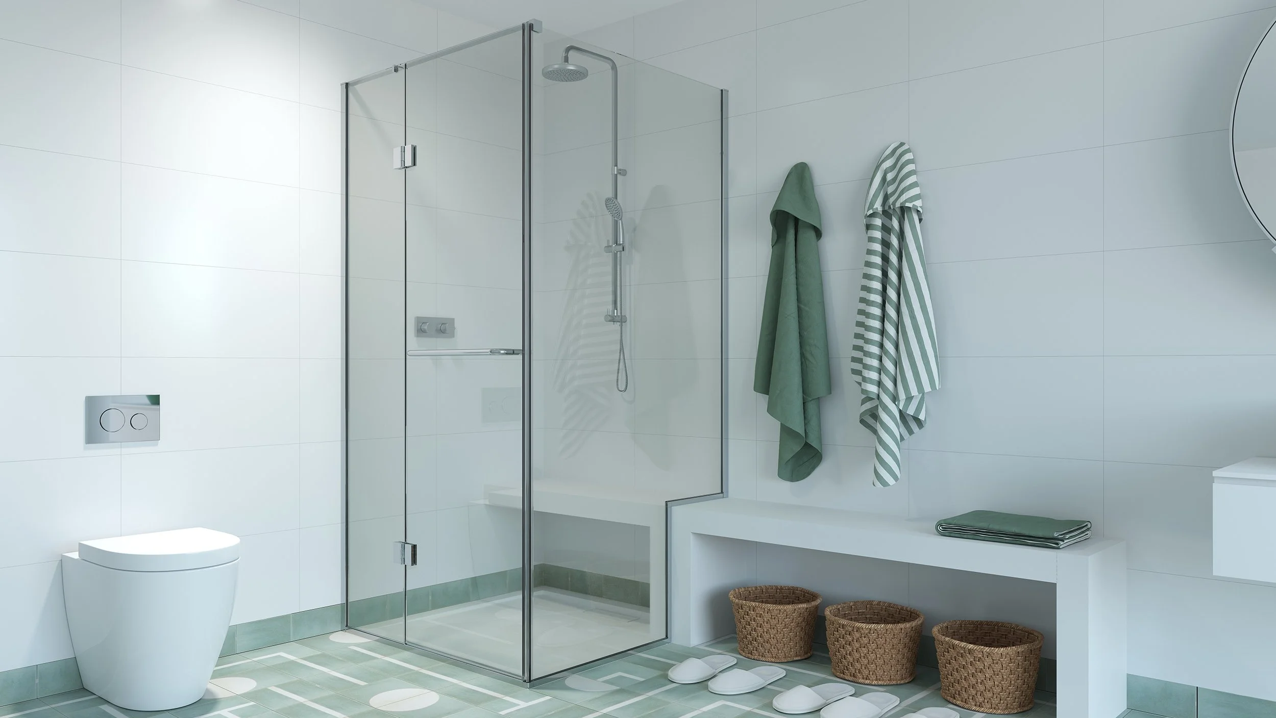 View 09 | Corner Shower Space — The Shower Lab
