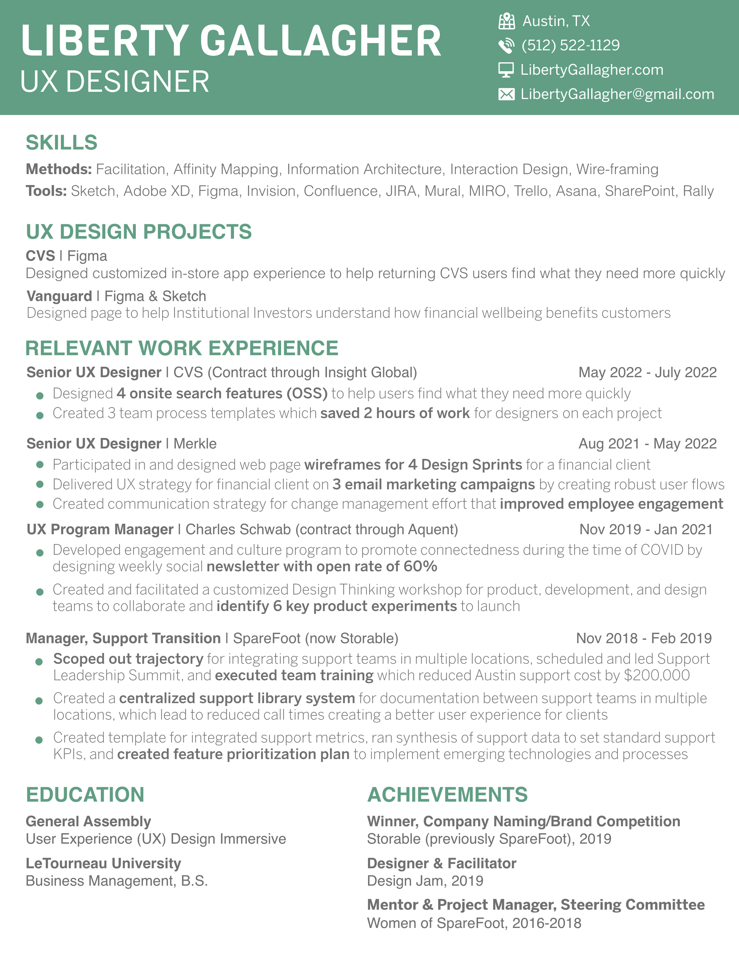 Ux Manager Resume