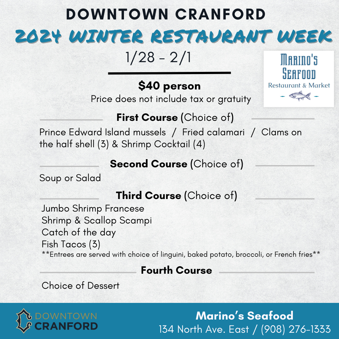 Winter Restaurant Week Menus are Here! - Downtown Cranford