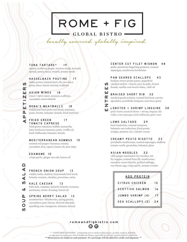 Dinner Menu — Rome & Fig
