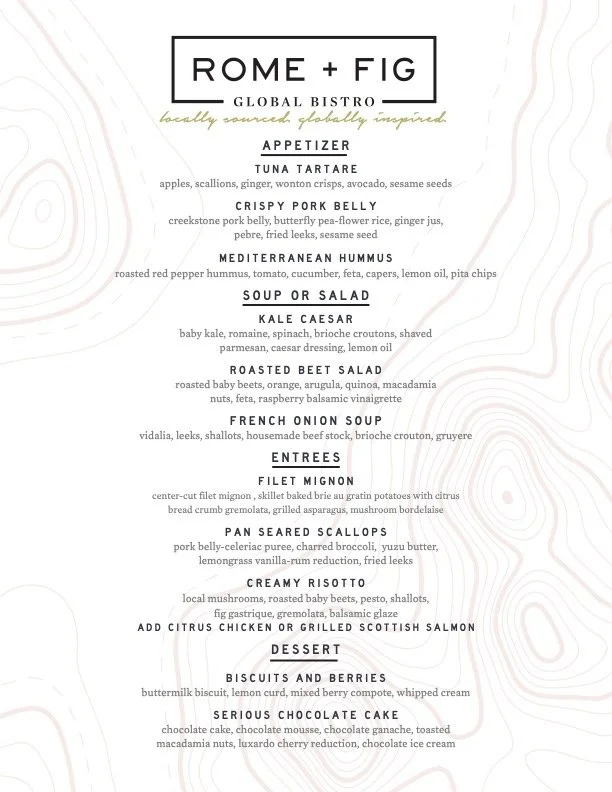 Sample Large Party Menus — Rome & Fig