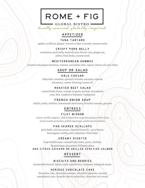 Sample Large Party Menus — Rome & Fig