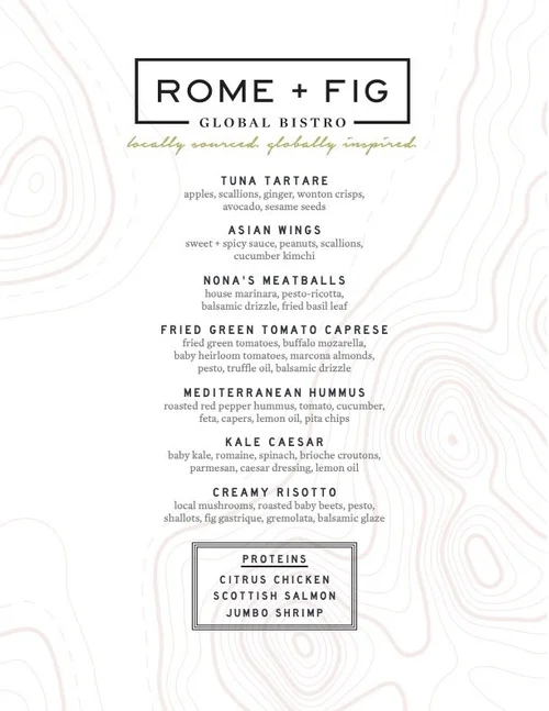 Sample Large Party Menus — Rome & Fig