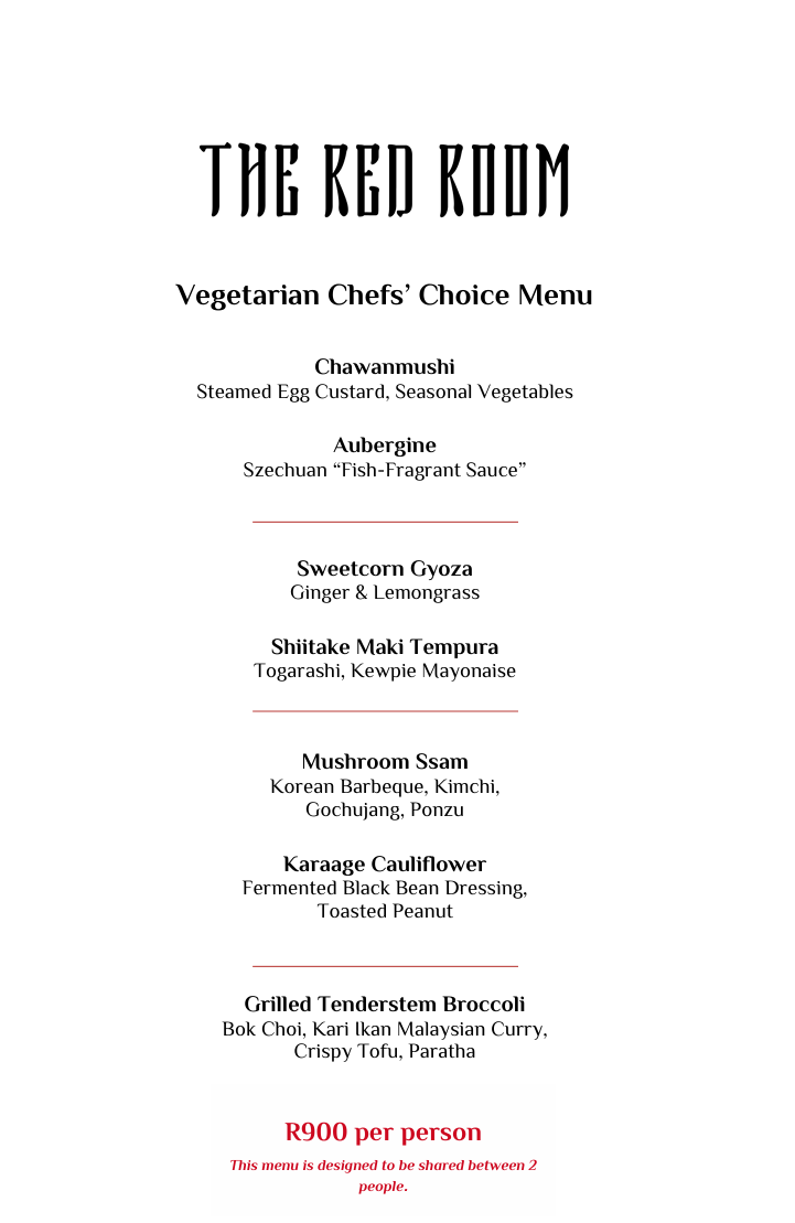 Menu: The Red Room — Chefs Warehouse