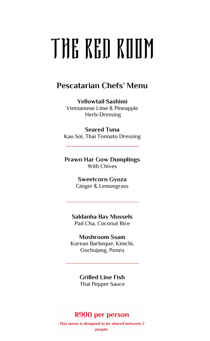 Menu: The Red Room — Chefs Warehouse