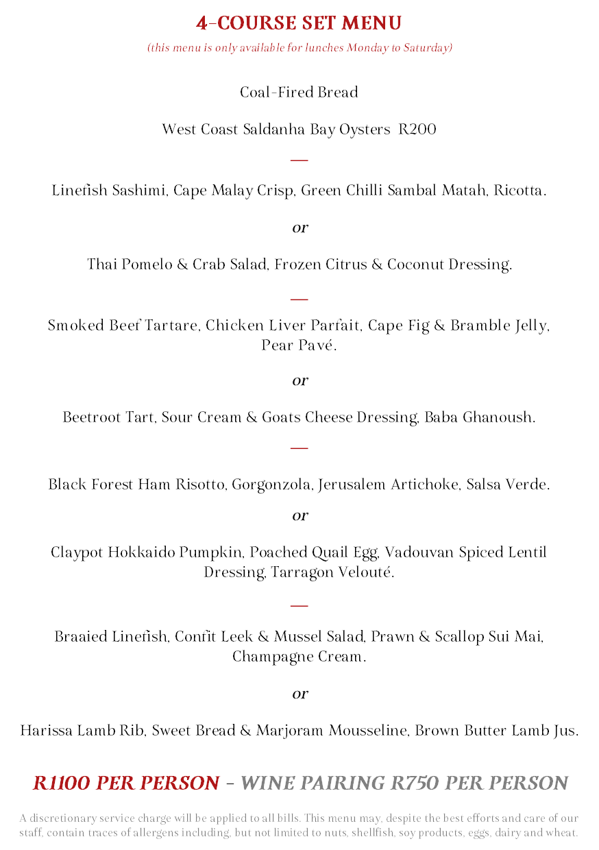 Beau Constantia menu — Chefs Warehouse