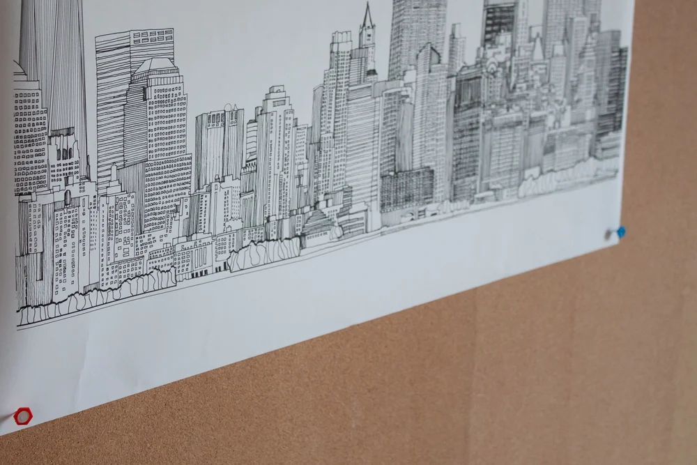 New York Skyline Drawing Outline