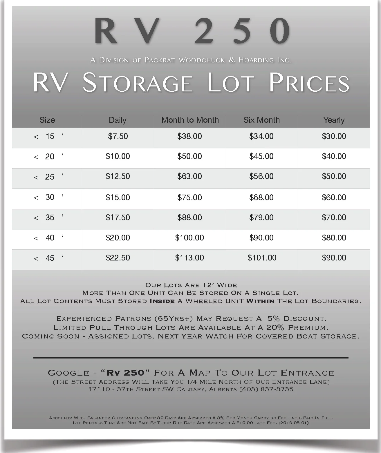 RV 250 - Storage That Fits Your needs