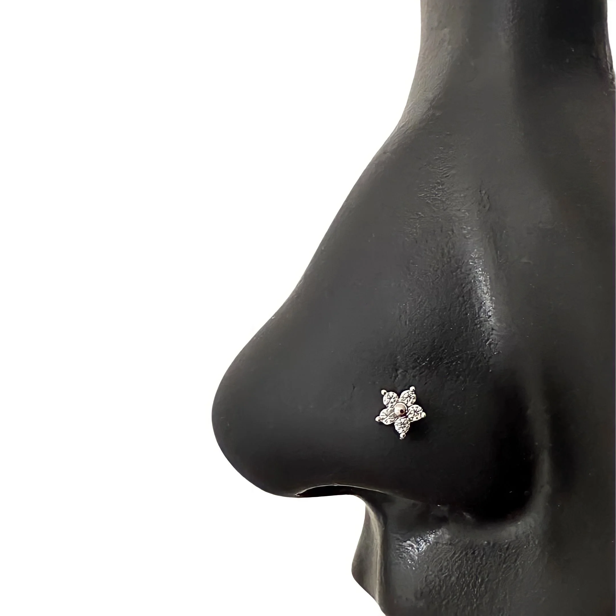 Tiny Diamond Flower Nose Stud — STATEMENT GOLD