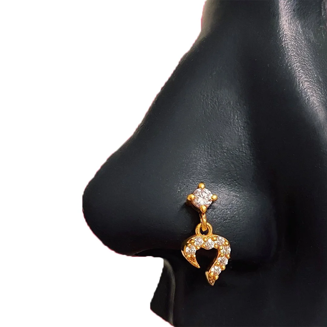Dangle Open Heart Nose Stud — STATEMENT GOLD