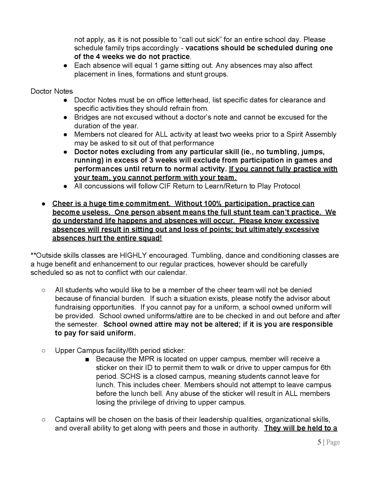 Cheer Contract — San Clemente High School Cheer