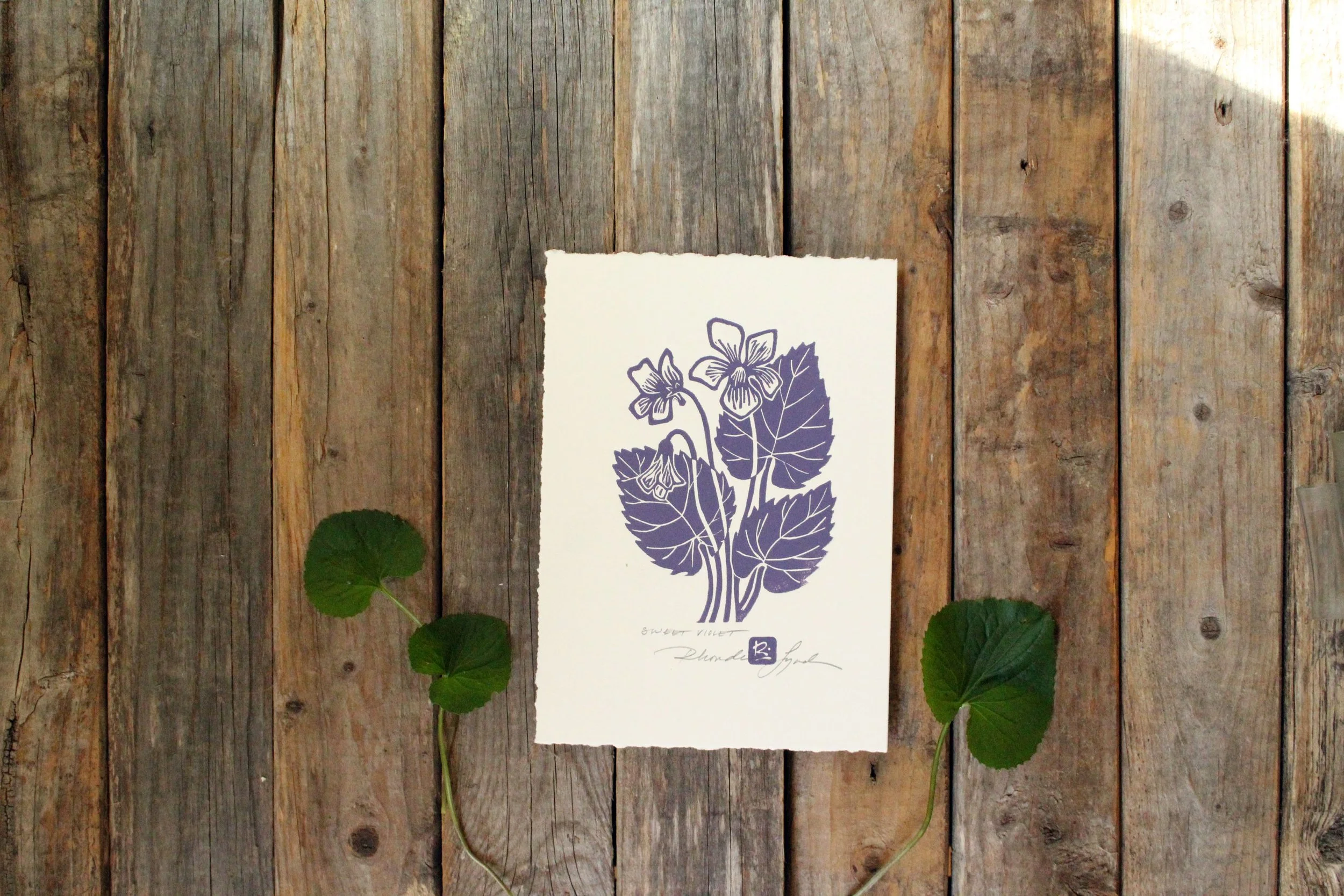 Sweet Violet Linocut Print — Lynch Family Farm & Craft
