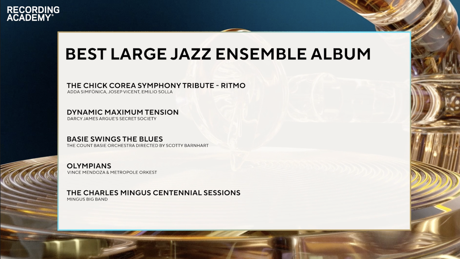 Grammy Nomination for Best Large Jazz Ensemble Album: Mingus Big Band ...