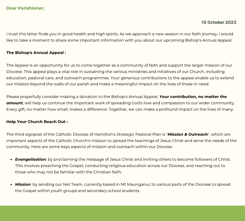 Bishop's Appeal — Catholic Diocese of Hamilton