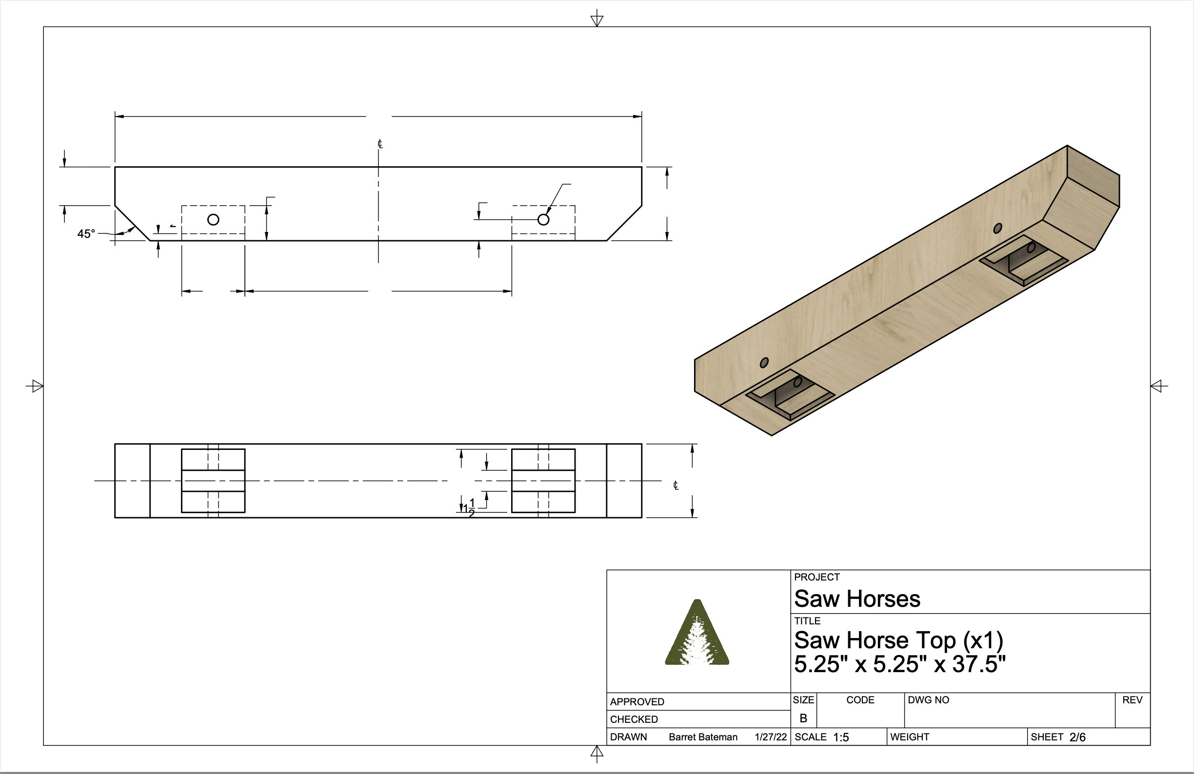 Bear's Timber Frame Saw Horse Plans — Bear Made it