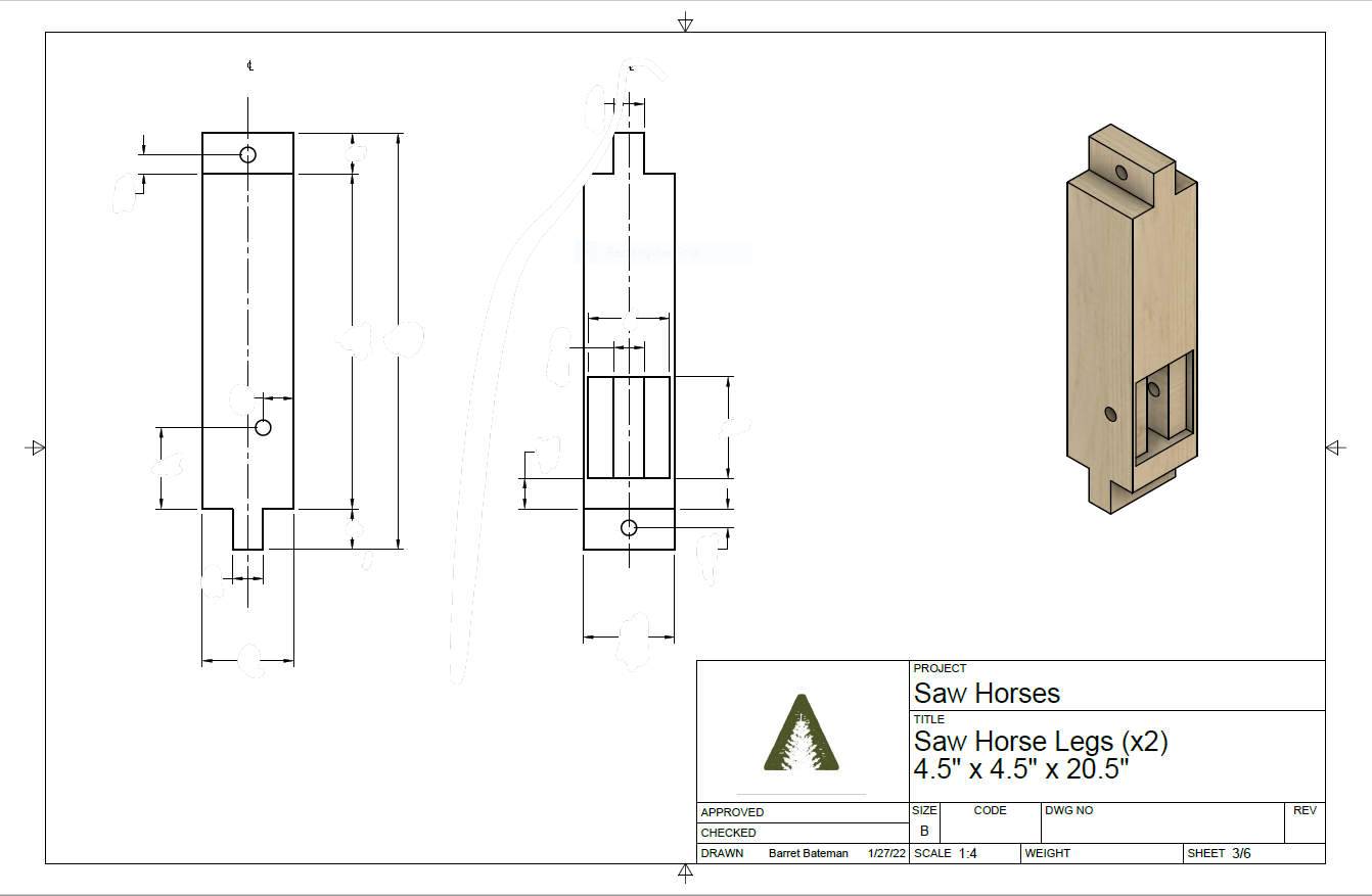 Bear's Timber Frame Saw Horse Plans — Bear Made it