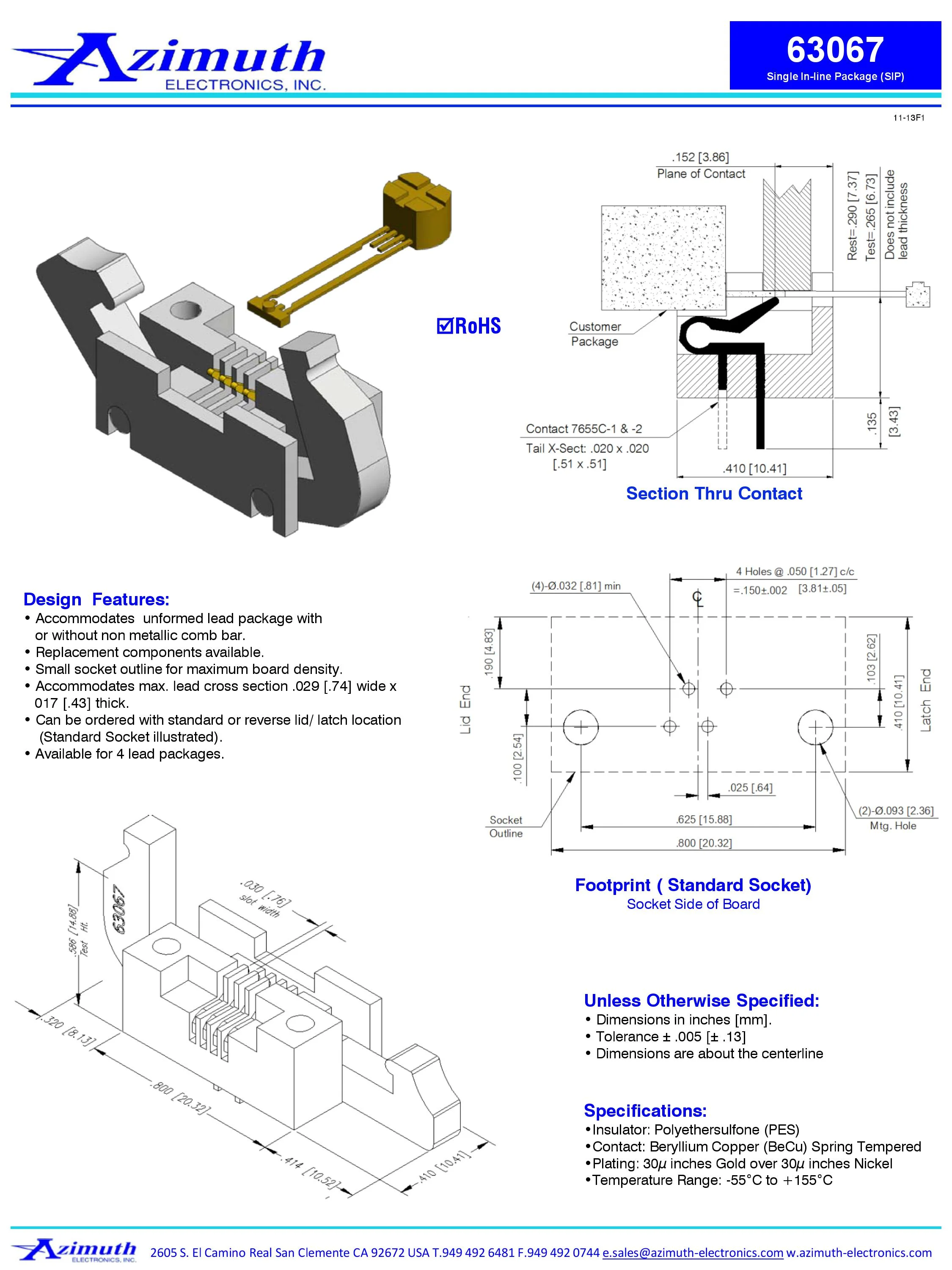 Azimuth Electronics makes Sockets for Single In-Line Package (SIP ...