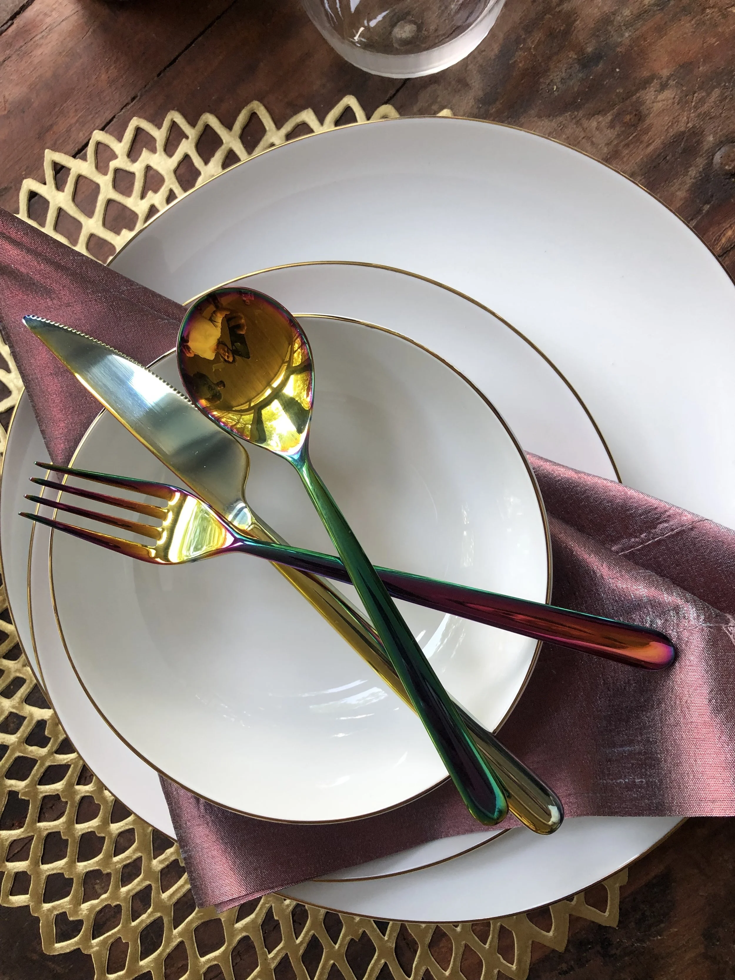 Rita Collection - Gold Rim - Blush - Plates — Table Manners