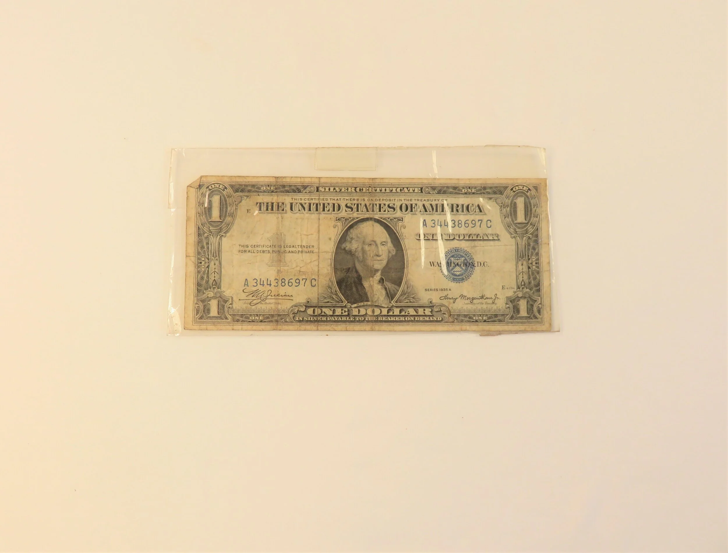 U.S. $1 1935 Silver Certificate "Short Snorter" — WW2 Collectors World